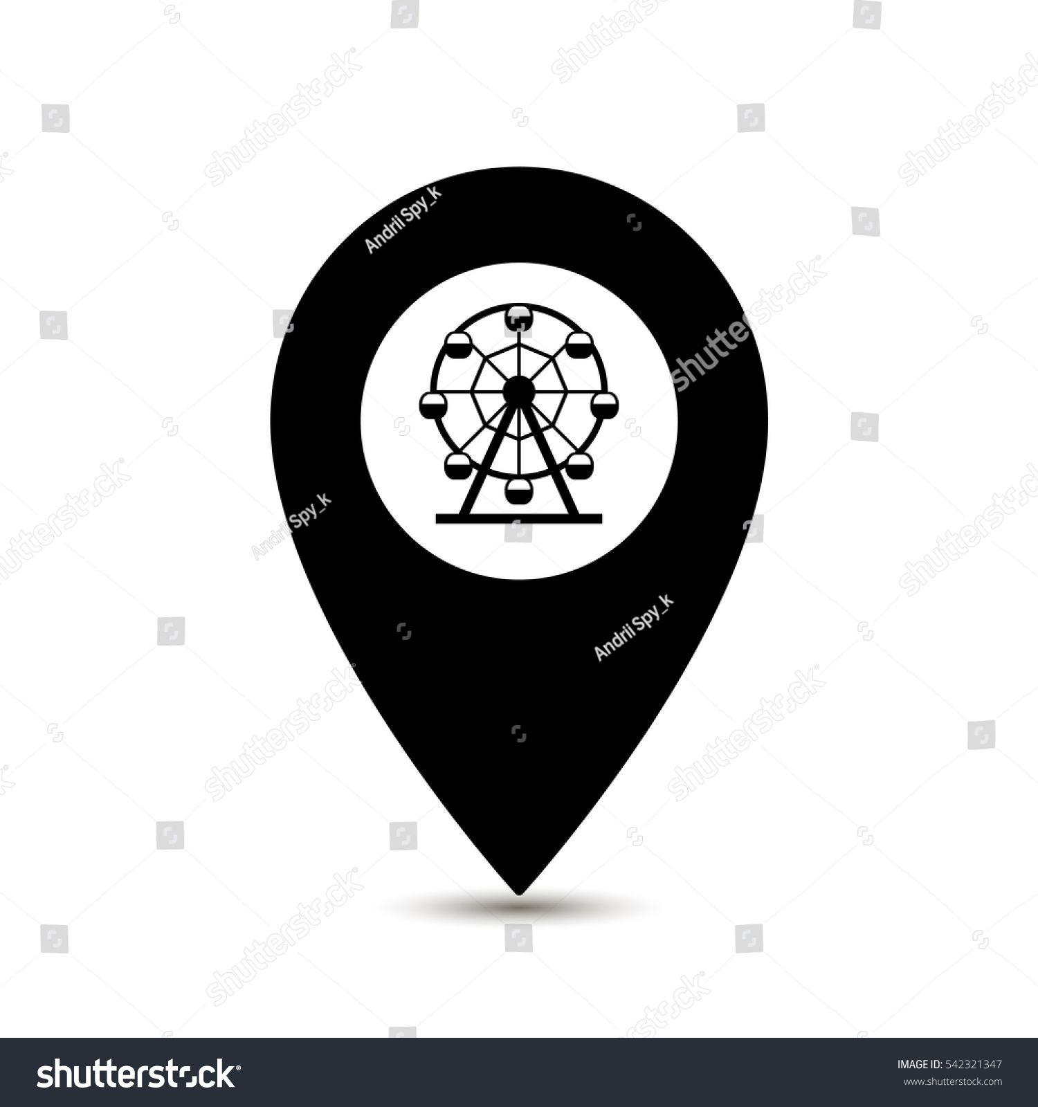 Map Pointer Ferris Wheel Icon Stock Vector (Royalty Free) 542321347
