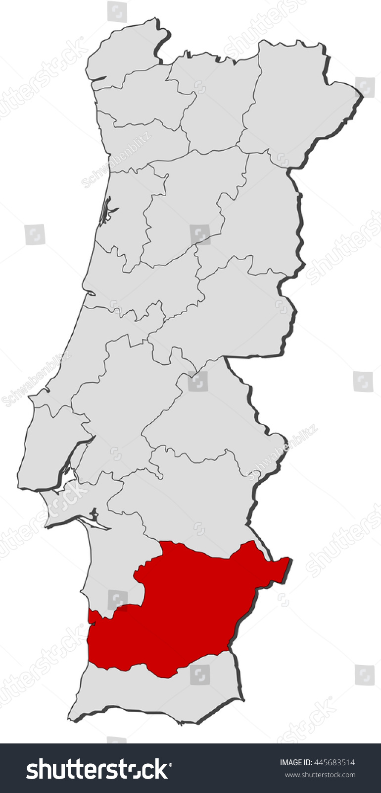 Map Portugal Beja Stock Vector (Royalty Free) 445683514 | Shutterstock