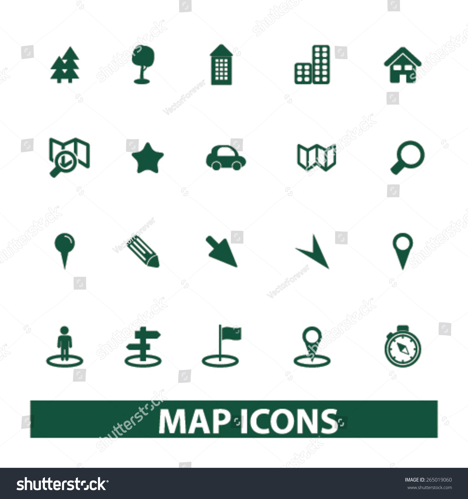 Map Route Icons Signs Illustrations Set Stock Vector (Royalty Free ...