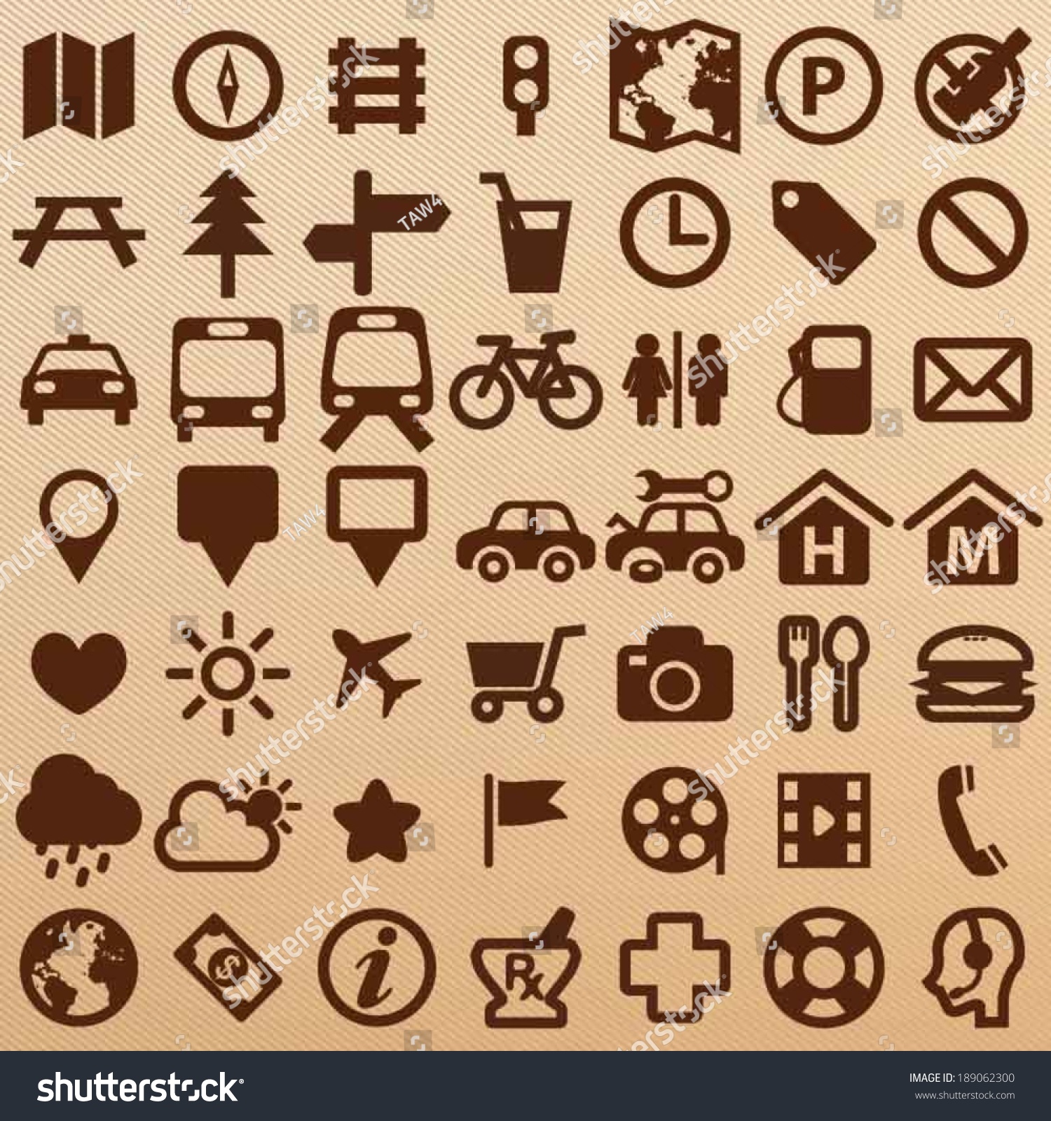 Map Symbols: เวกเตอร์สต็อก (ปลอดค่าลิขสิทธิ์) 189062300