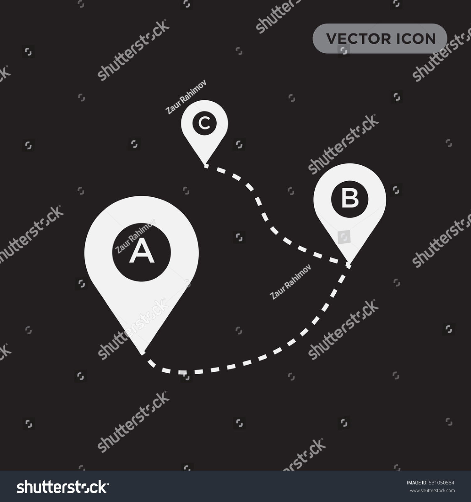 Map Tag Vector Icon Direction Sign Stock Vector (Royalty Free) 531050584