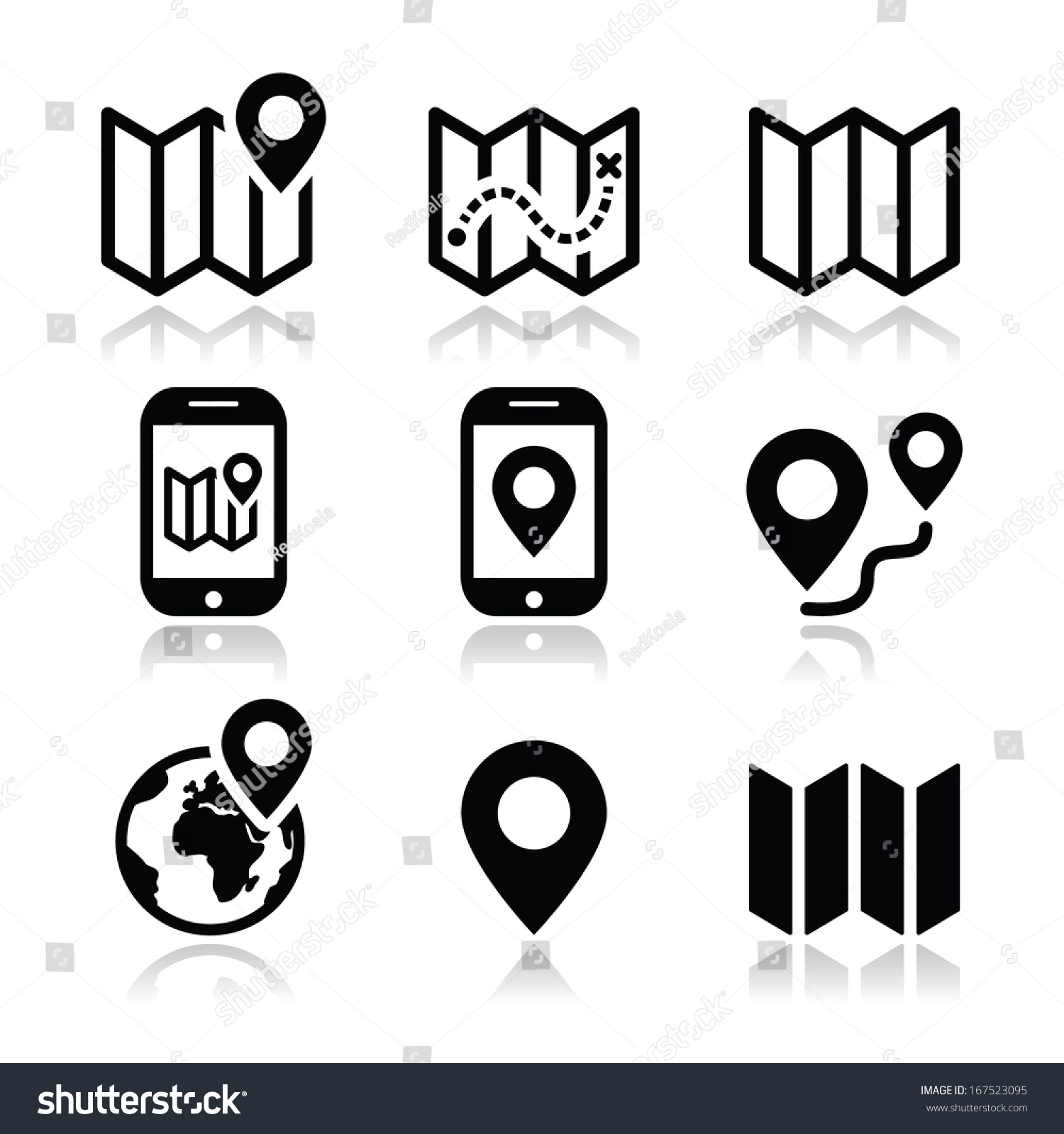 Map Travel Icons Set Stock Vector (Royalty Free) 167523095