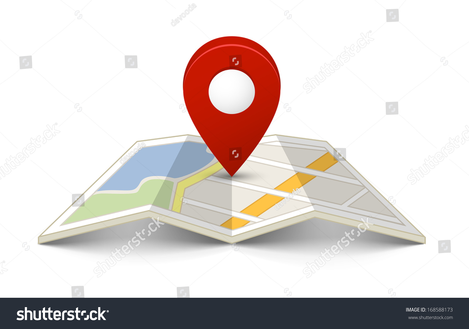 Mapa con un pin aislado en: vector de stock (libre de regalías) 168588173