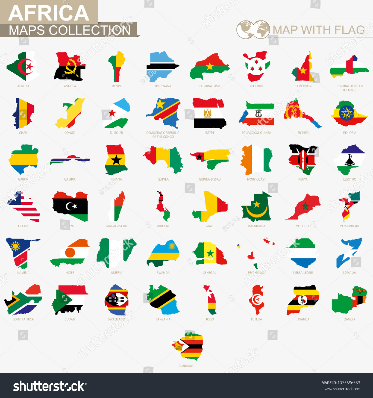 Map Flag African Countries Collection Stock Vector (Royalty Free ...