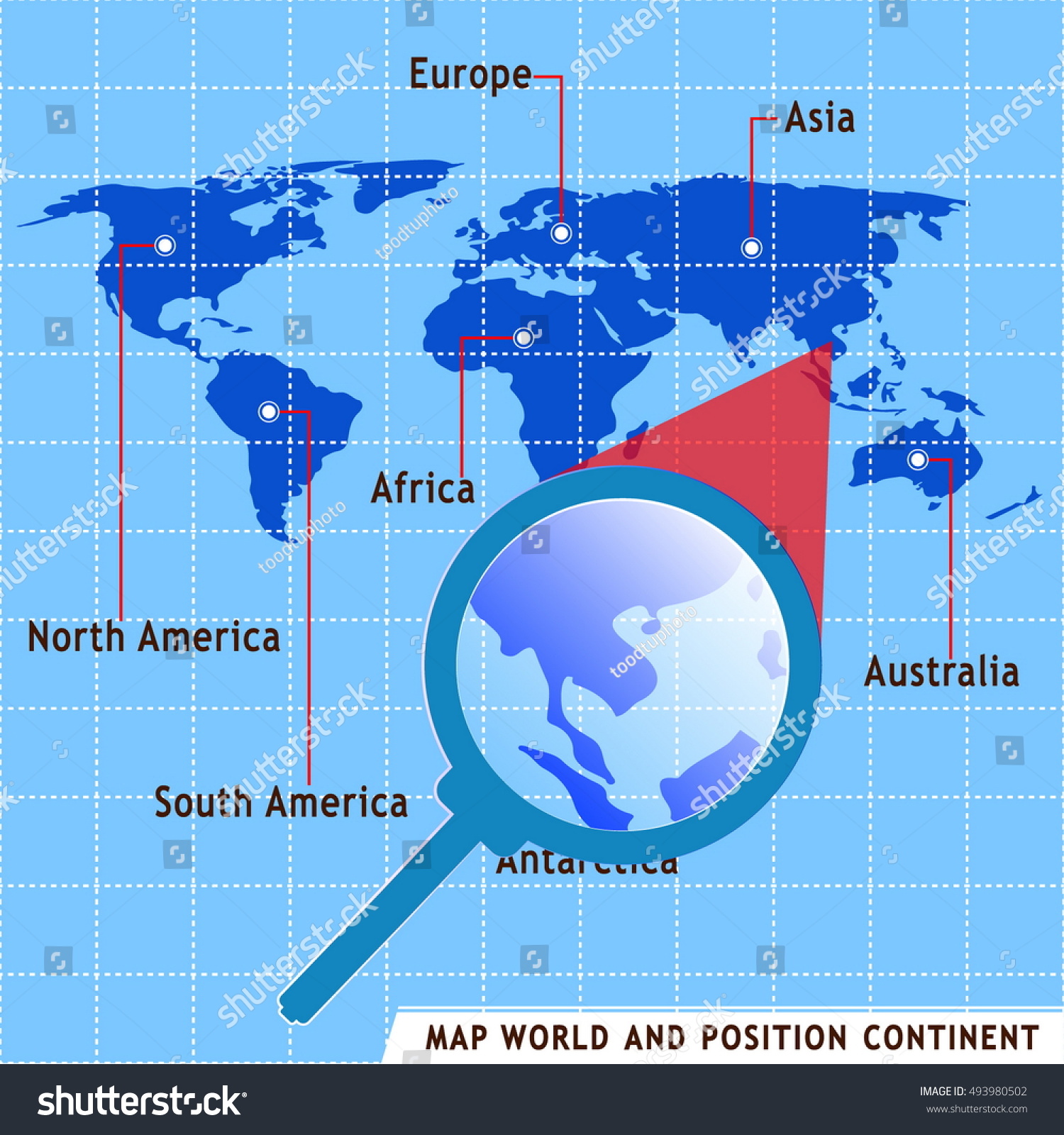 Map World Position Continent Stock Vector (Royalty Free) 493980502 ...