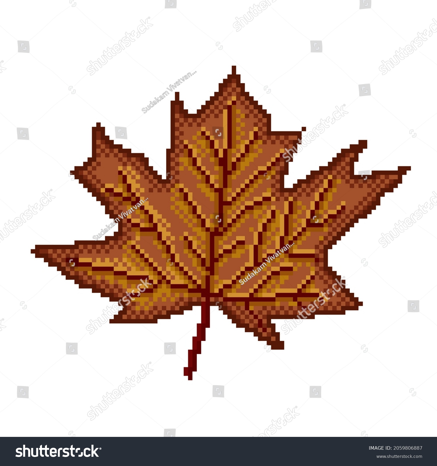 Maple Leaf Pixel Art Pixel Vector Stock Vector (Royalty Free) 2059806887