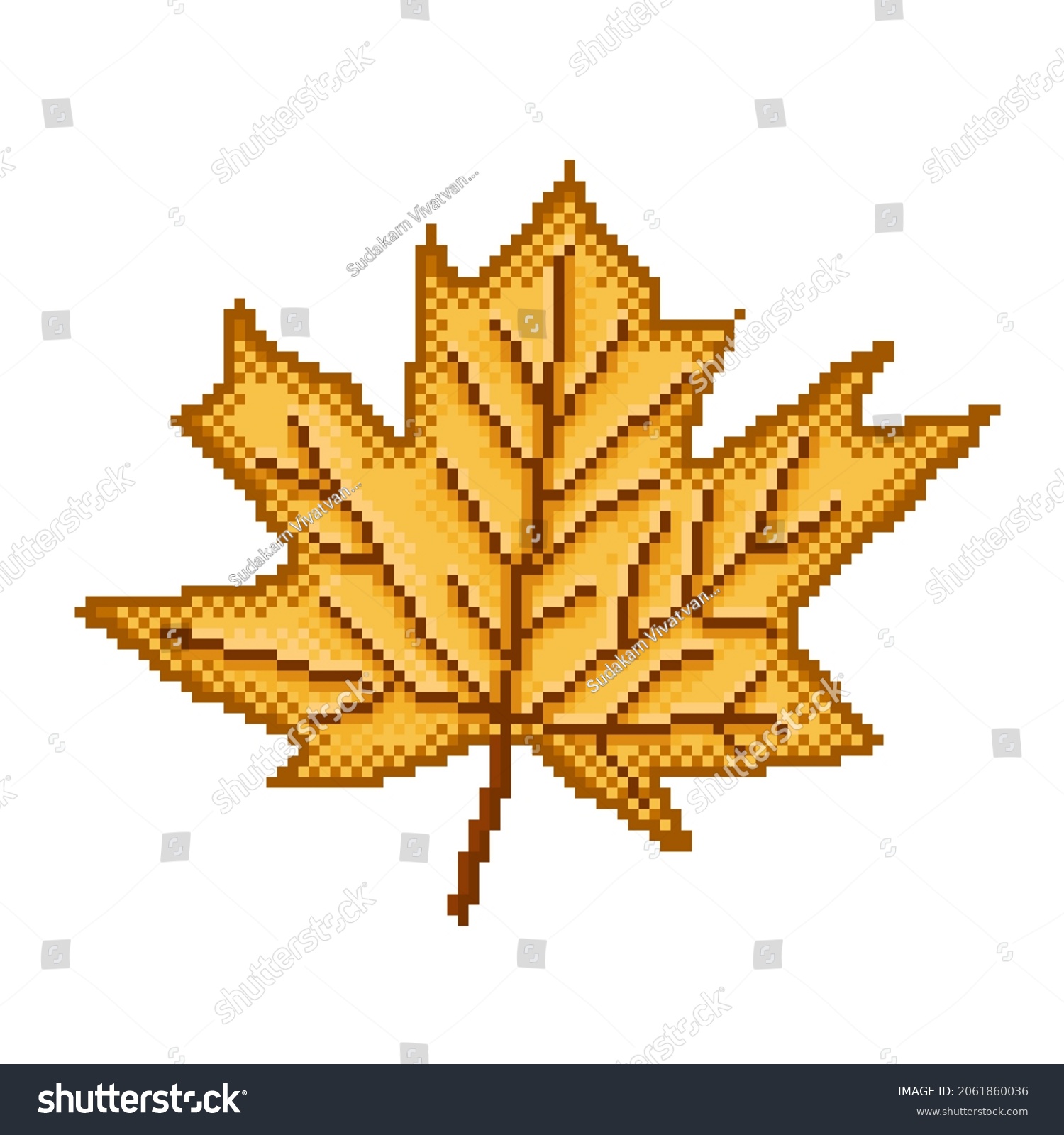 Maple Leaf Pixel Art Pixel Vector Stock Vector (Royalty Free) 2061860036