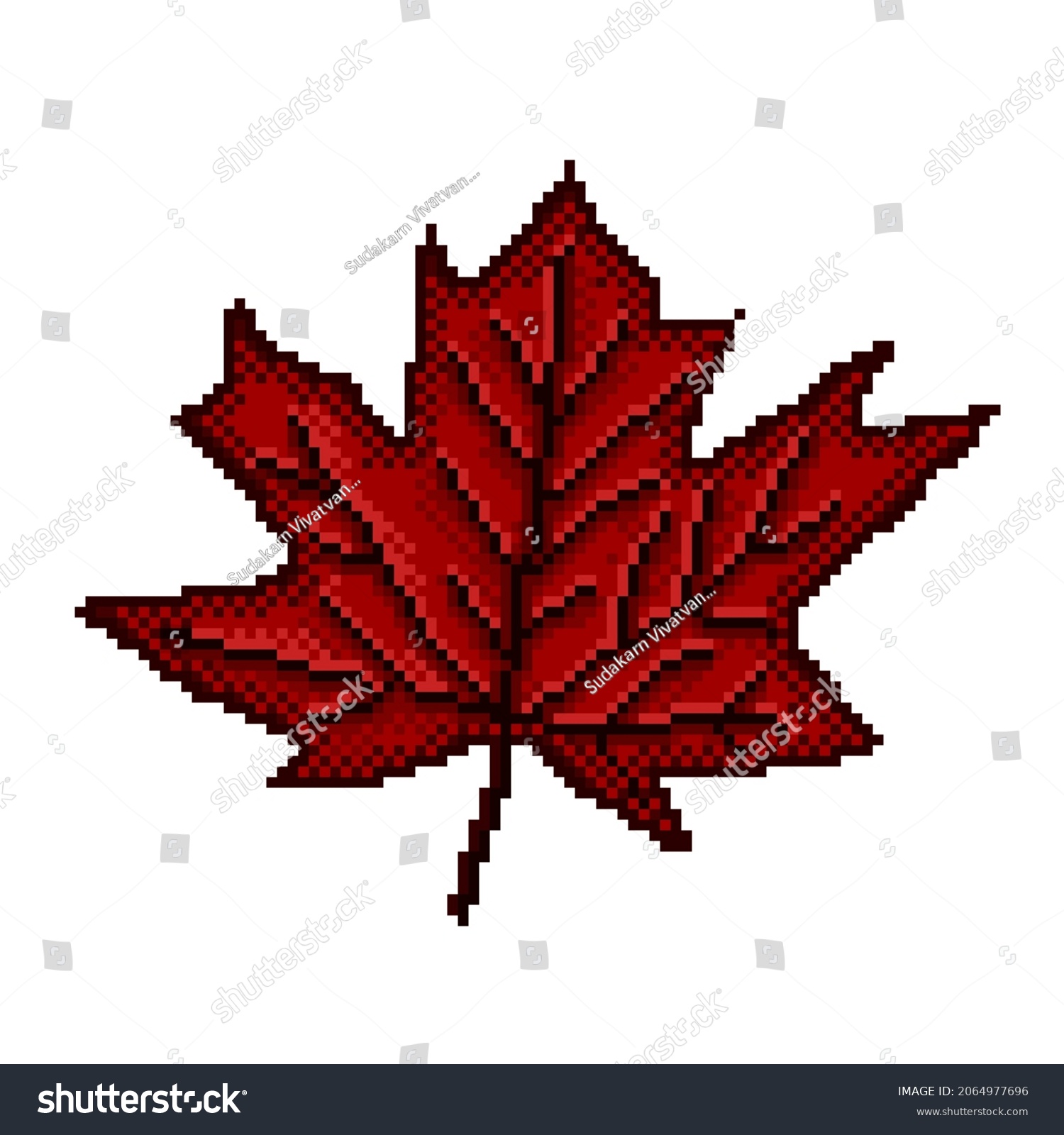 Maple Leaf Pixel Art Pixel Vector Stock Vector (Royalty Free) 2064977696