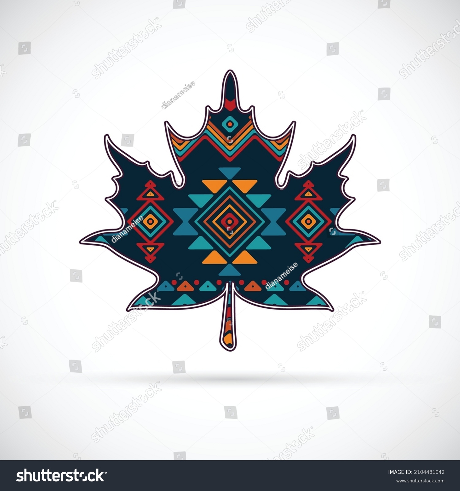 Maple Leaf Tribal Geometric Design Stock Vector (Royalty Free ...