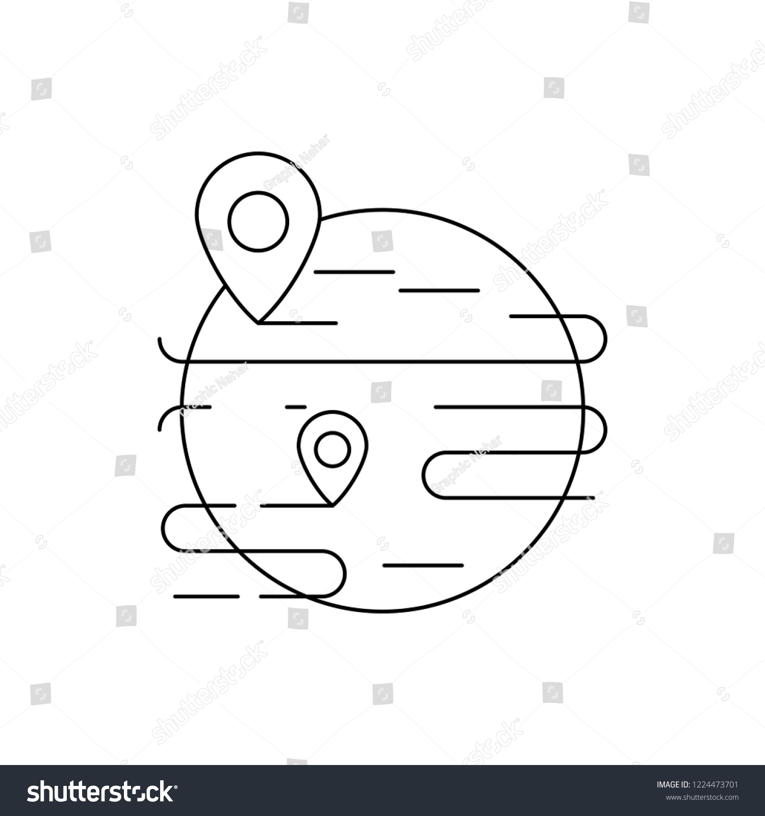 Maps Location Line Black Icon: vector de stock (libre de regalías ...