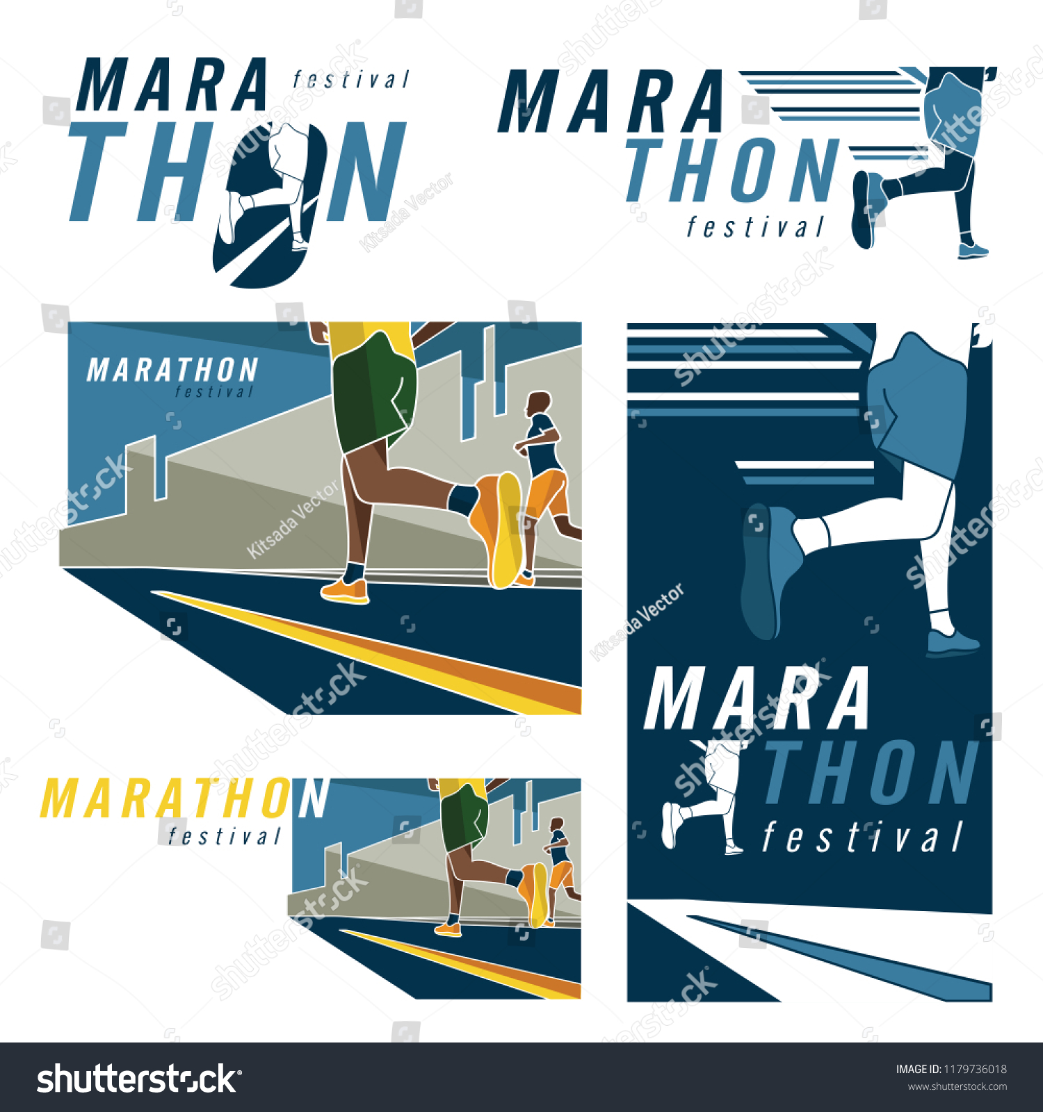 Marathon Runner Logo Vector Illustration Stock Vector (Royalty Free ...