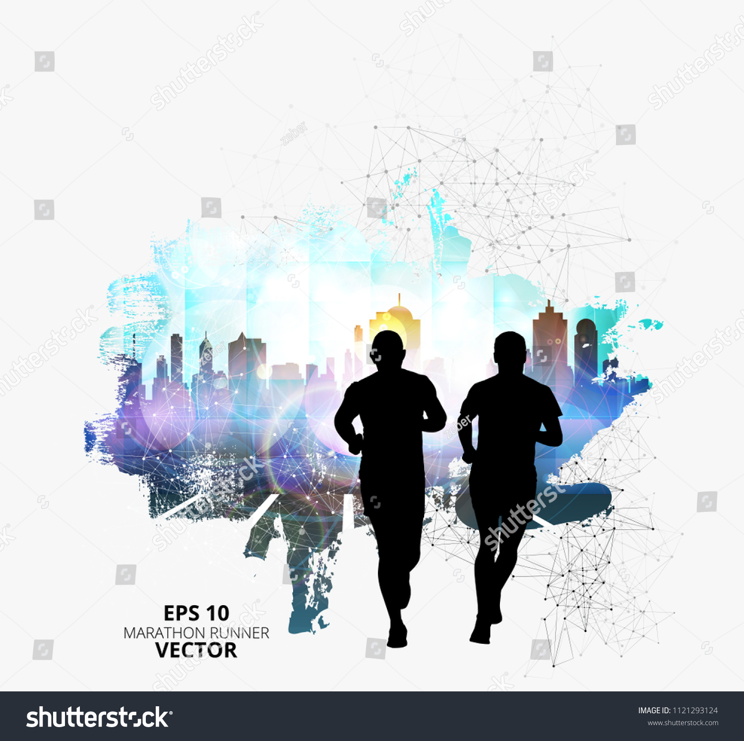 Marathon Runner Sport Background Stock Vector (Royalty Free) 1121293124 ...