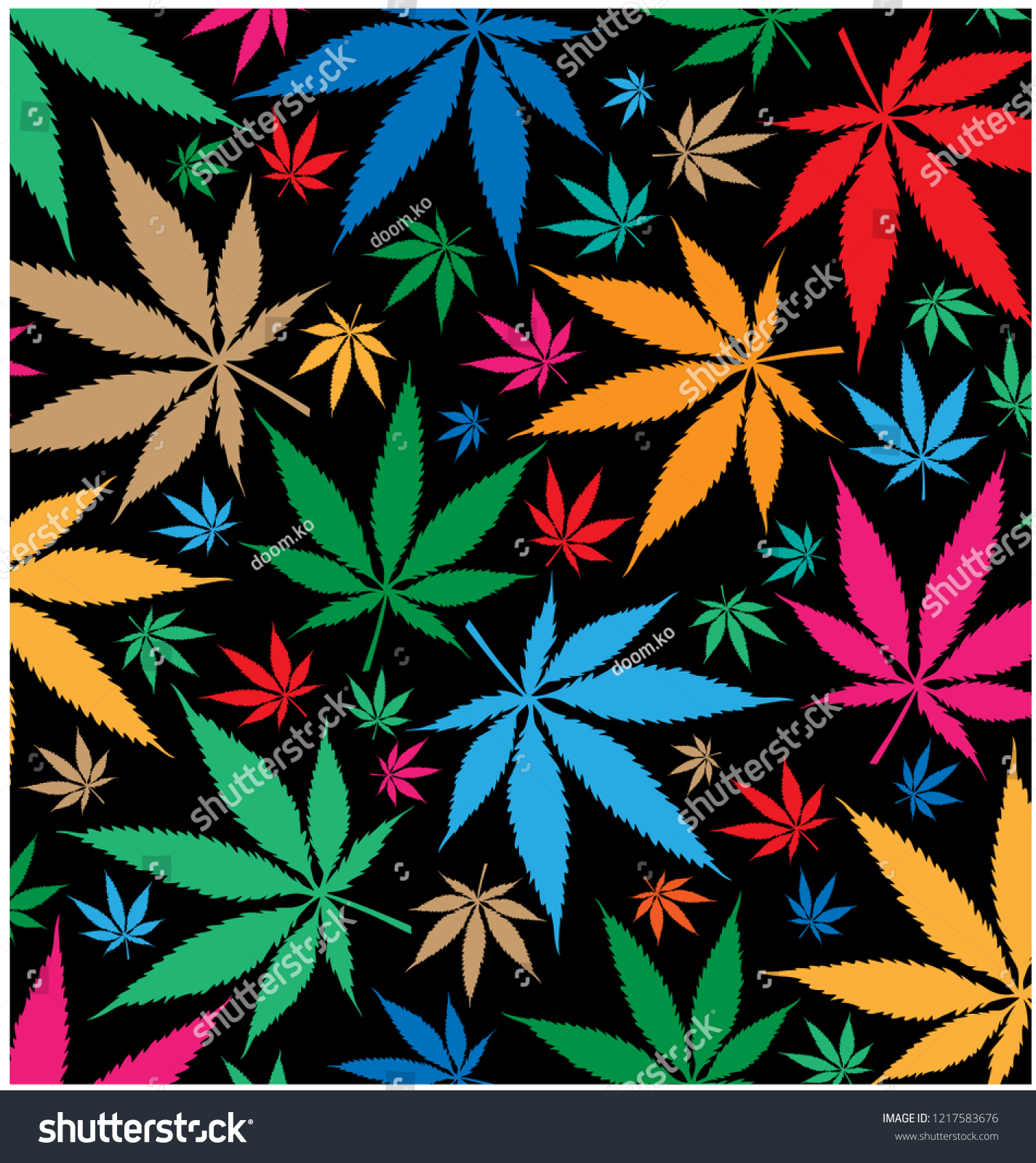 Marijuana Color Pattern On Black Background Stock Vector (Royalty Free ...
