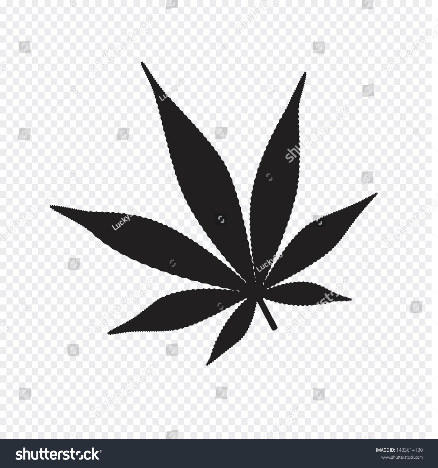 Marijuana Leaf On Transparent Checked Backgroundvector Stock Vector ...