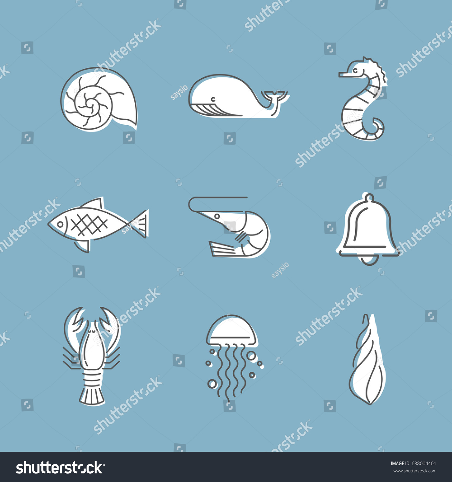 「Marine Life Elements Vector Infographic Icons」のベクター画像素材（ロイヤリティフリー ...