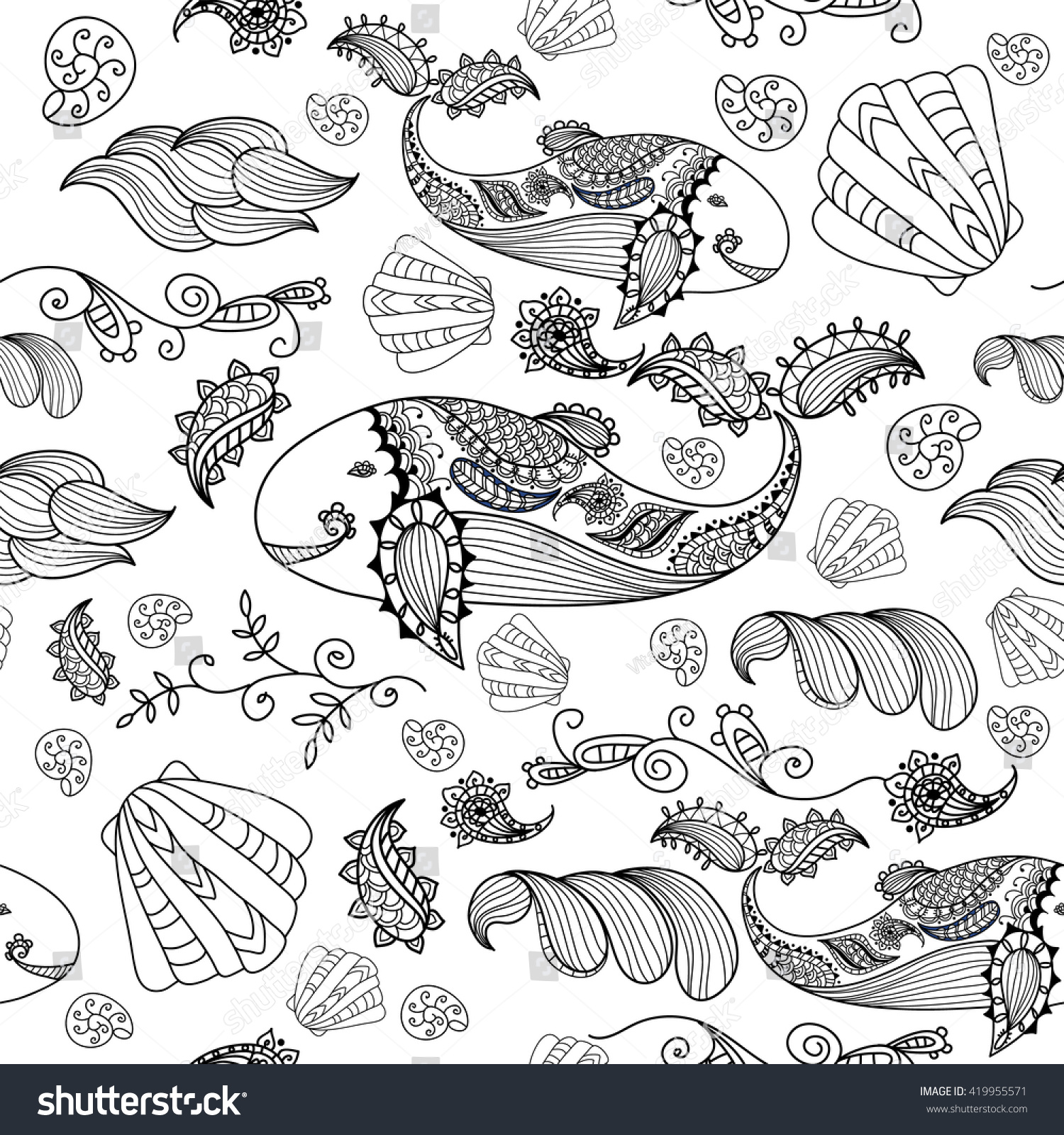Marine Patterns Vector Vector Patterns Painted Stock Vector (Royalty ...