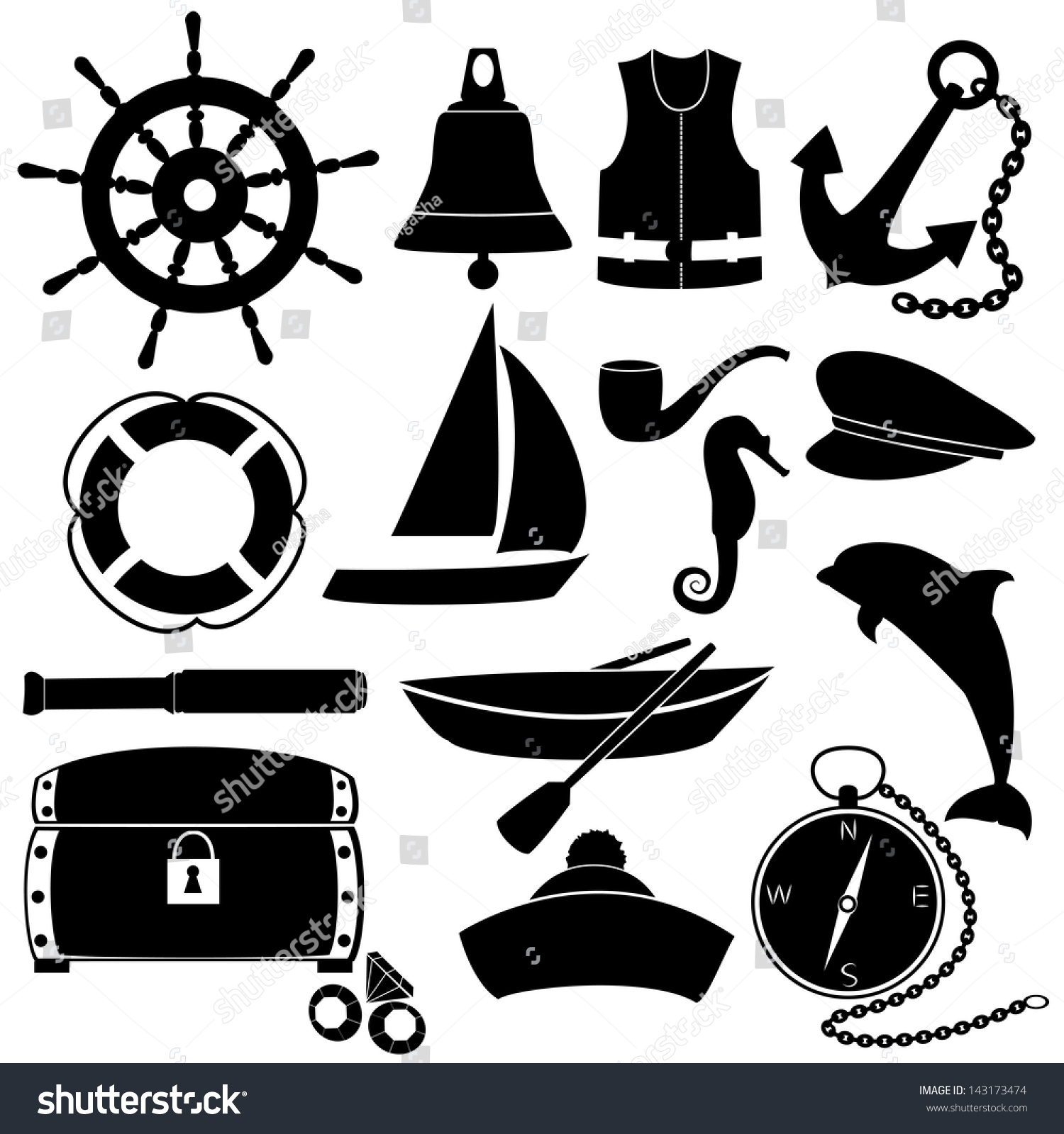 Marine Set Stock Vector 143173474 : Shutterstock