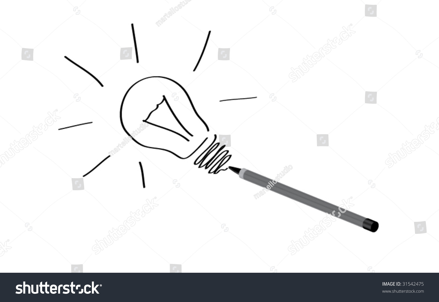 Marker Drawing Bright Idea Light Bulb: เวกเตอร์สต็อก (ปลอดค่าลิขสิทธิ์ ...