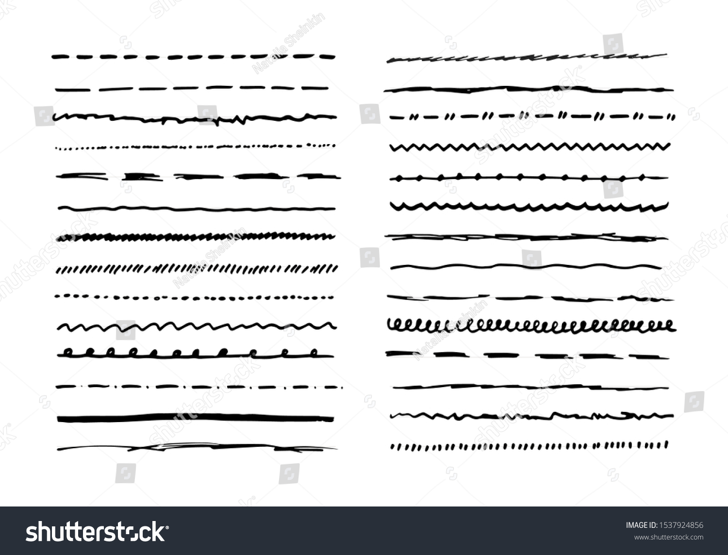 Marker Handdrawn Vector Line Border Set Stock Vector (Royalty Free ...