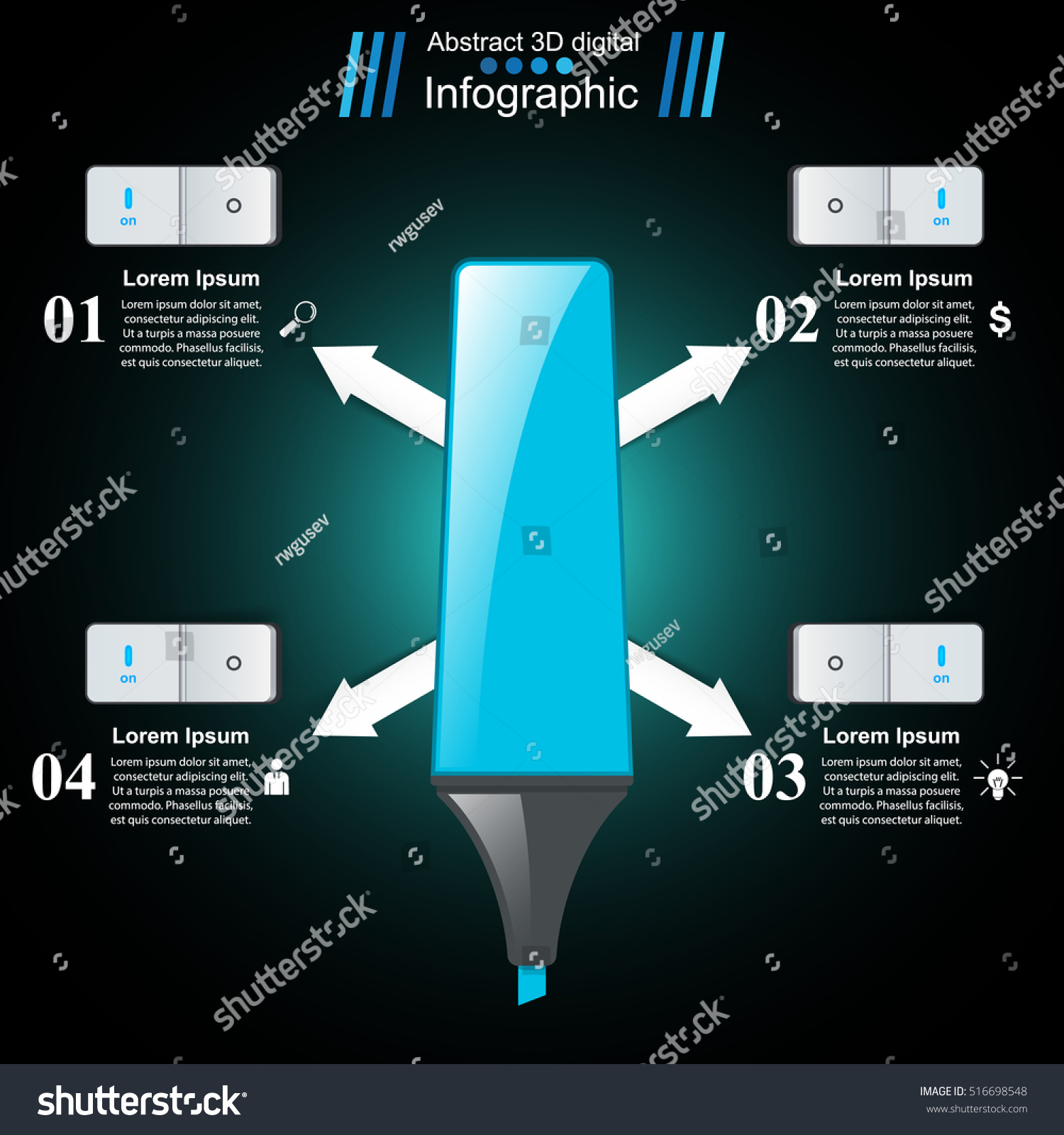 Marker Infographic White Arrows Stock Vector (Royalty Free) 516698548 ...