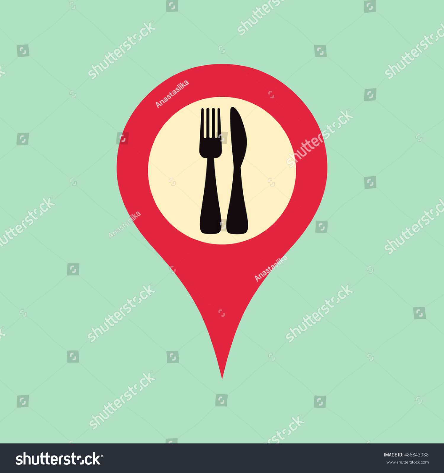 Marker Location Icon Restaurant Stock Vector (Royalty Free) 486843988