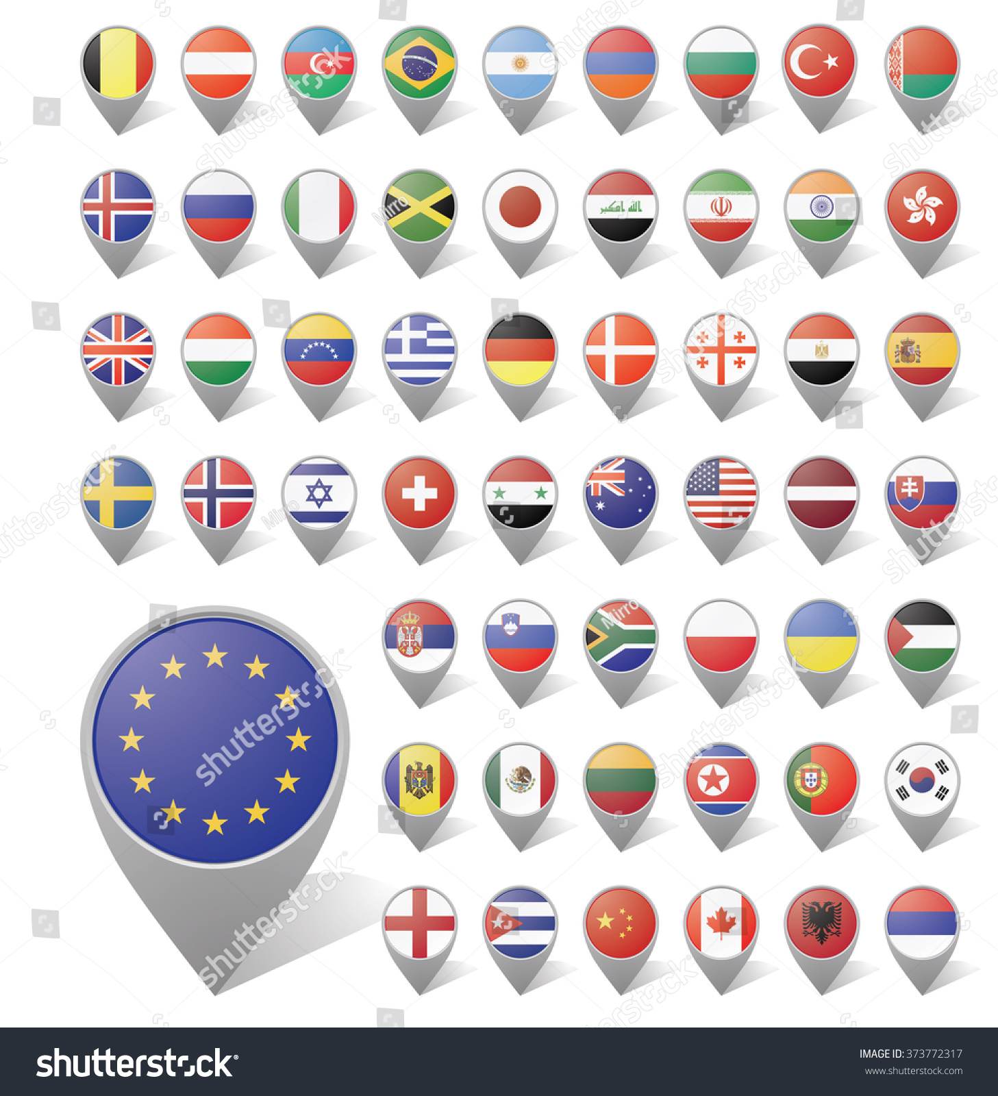 Markers Flag Map Vector Illustration Stock Vector (Royalty Free) 373772317