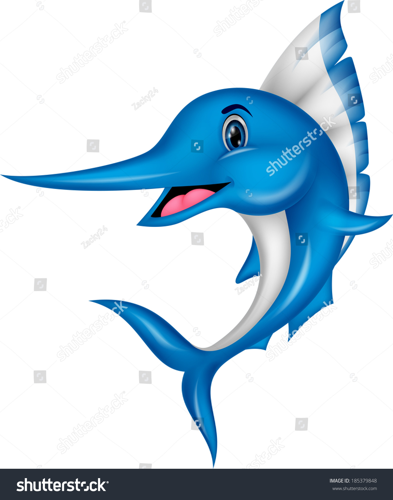 Marlin Fish Cartoon: vector de stock (libre de regalías) 185379848 ...