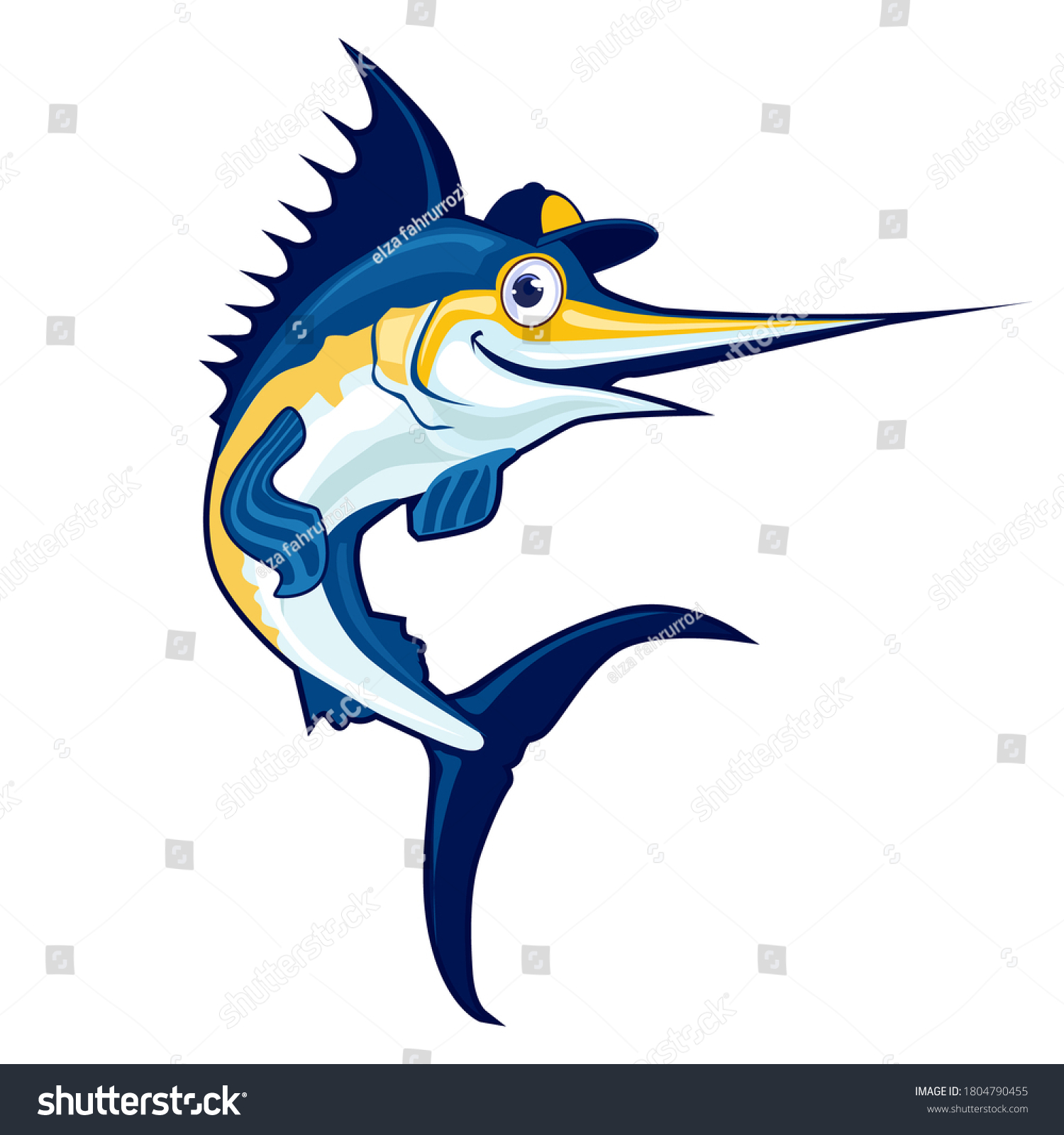 Marlin Fish Cartoon Vector Stock Vector (Royalty Free) 1804790455
