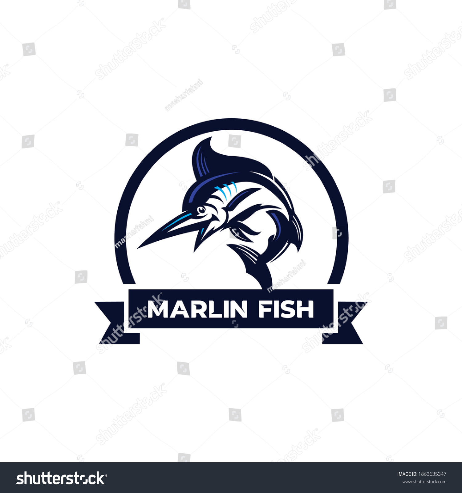 Marlin Fish Emblem Logotype Vector Illustrations Stock Vector (Royalty ...
