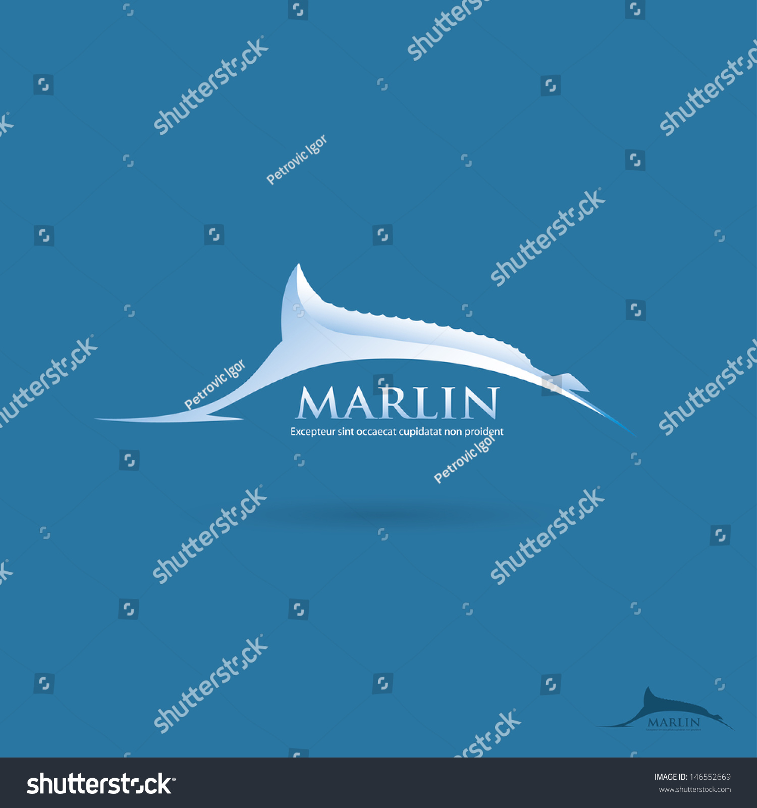 Marlin Fish Label Vector Illustration Stock Vector (Royalty Free) 146552669