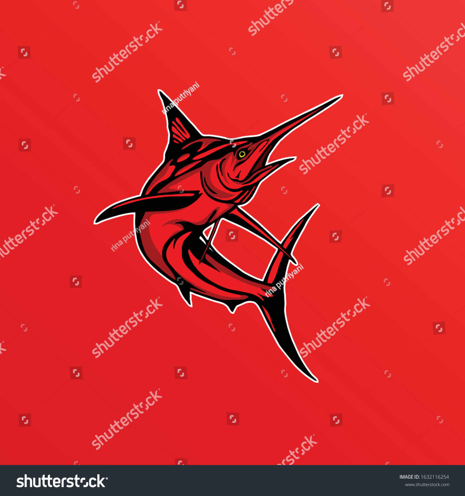 Marlin Fish Mascot Logo Design Vector: เวกเตอร์สต็อก (ปลอดค่าลิขสิทธิ์ ...
