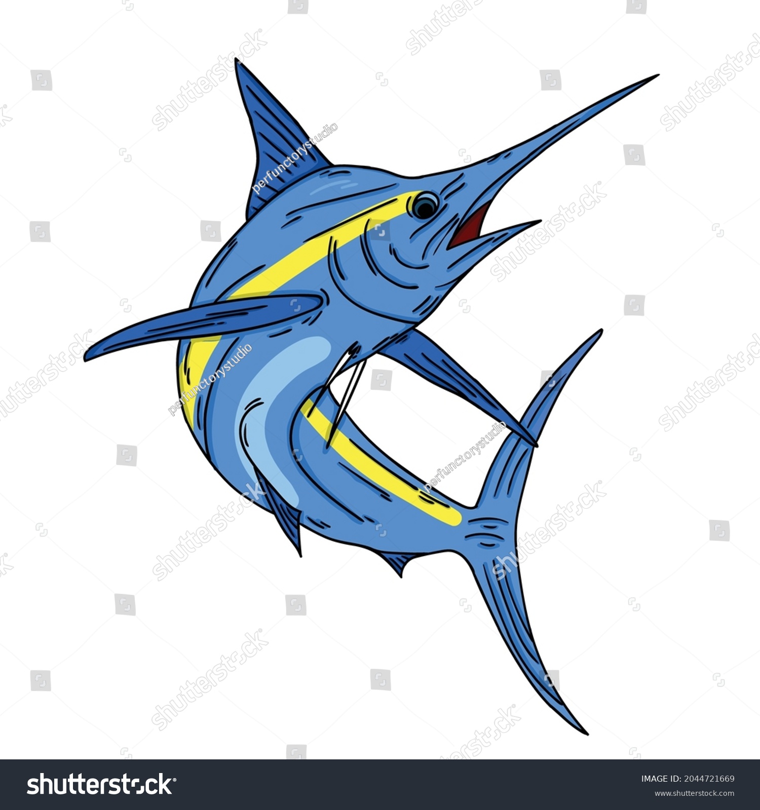 Marlin Fish Vector Illustration Hand Drawn Stock Vector (Royalty Free ...