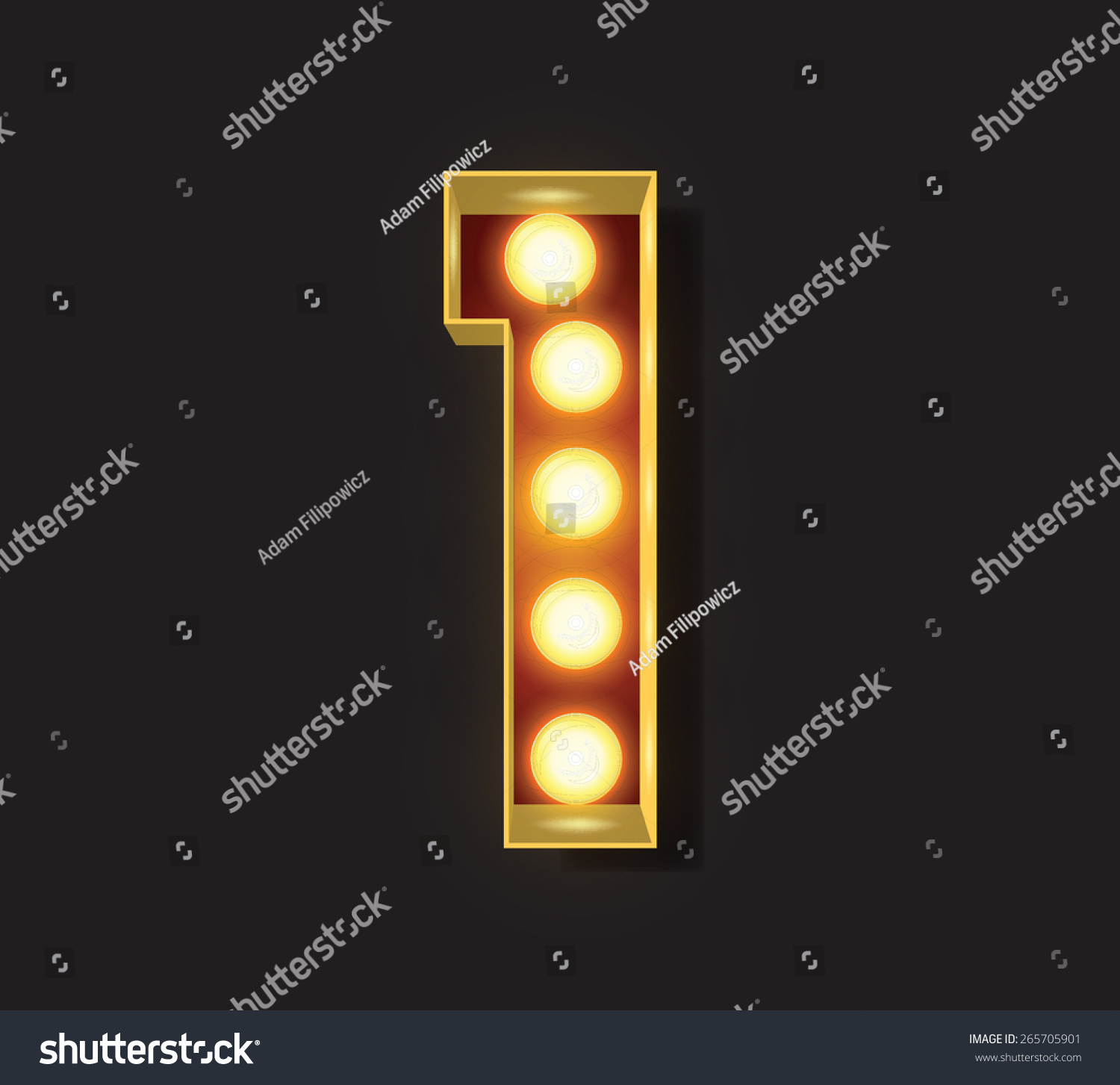 Marquee Light Letter Vector 1 Stock Vector (Royalty Free) 265705901 ...