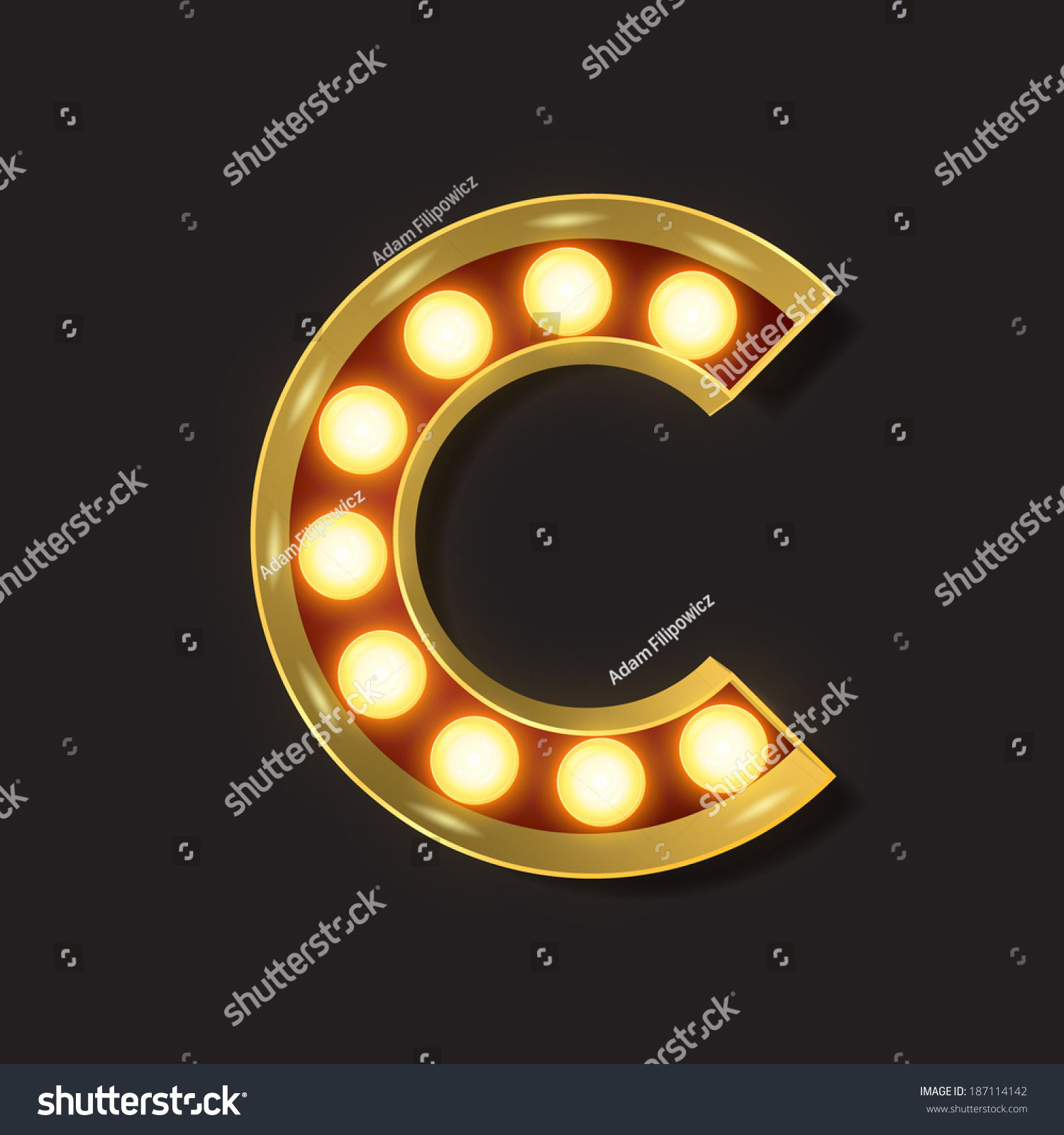 Marquee Light Letter Vector C: เวกเตอร์สต็อก (ปลอดค่าลิขสิทธิ์ ...