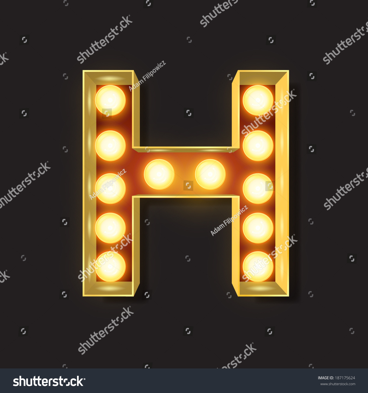 Marquee Light Letter Vector H Stock Vector (Royalty Free) 187175624