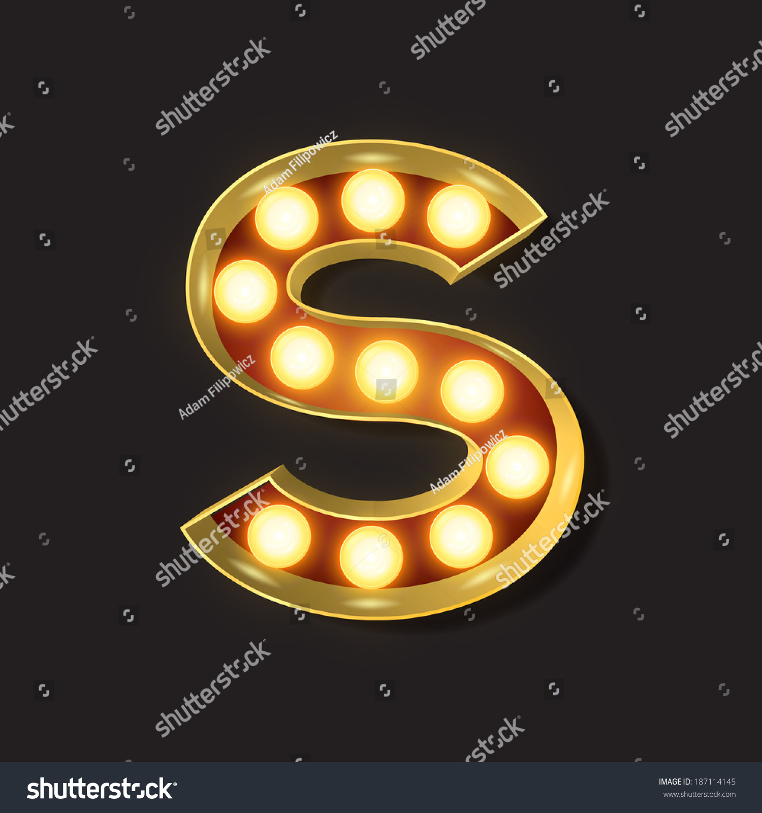 Marquee Light Letter Vector S Stock Vector (Royalty Free) 187114145