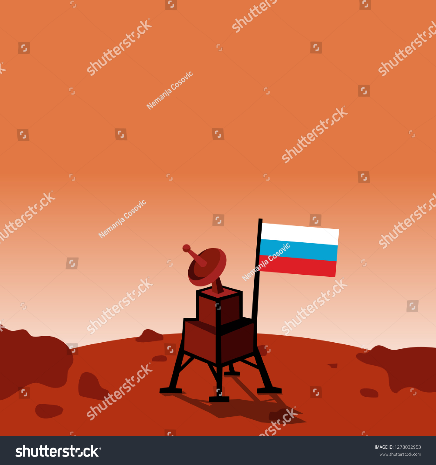 Mars Space Craft Russian Flag Stock Vector (Royalty Free) 1278032953 ...