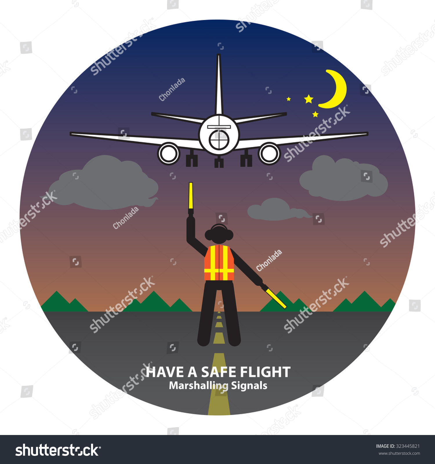 Marshalling Plane Signals Vector Illustration: vector de stock (libre ...
