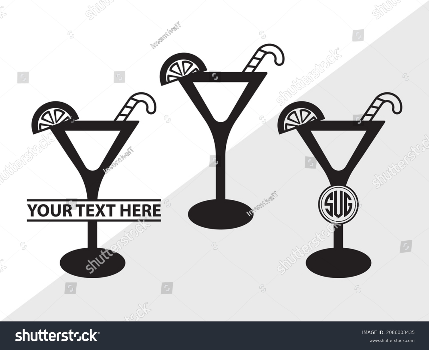 Martini Glass Monogram Printable Vector Illustration Stock Vector ...
