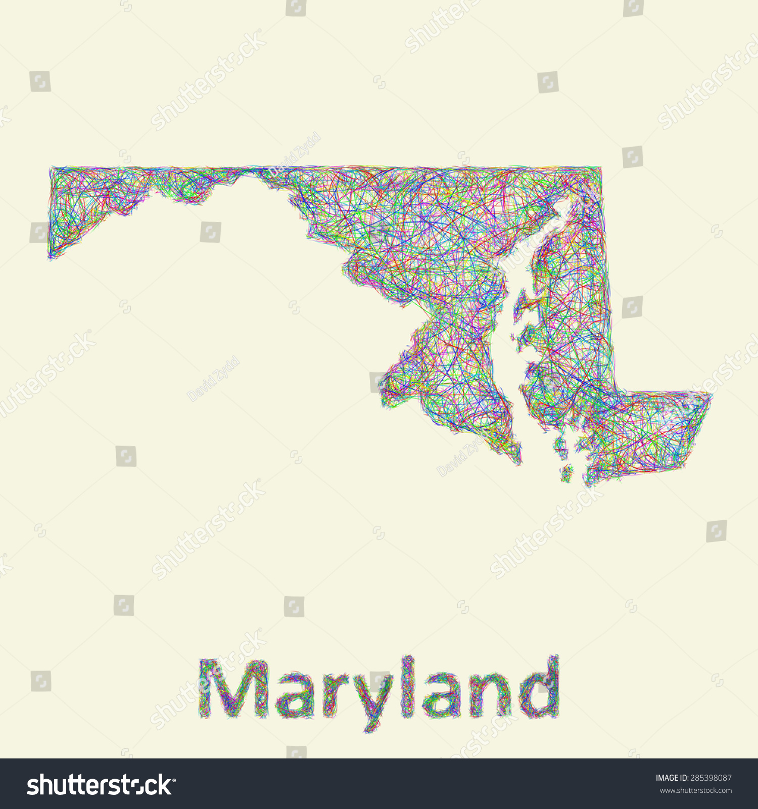 Maryland Line Art Map Stock Vector (Royalty Free) 285398087