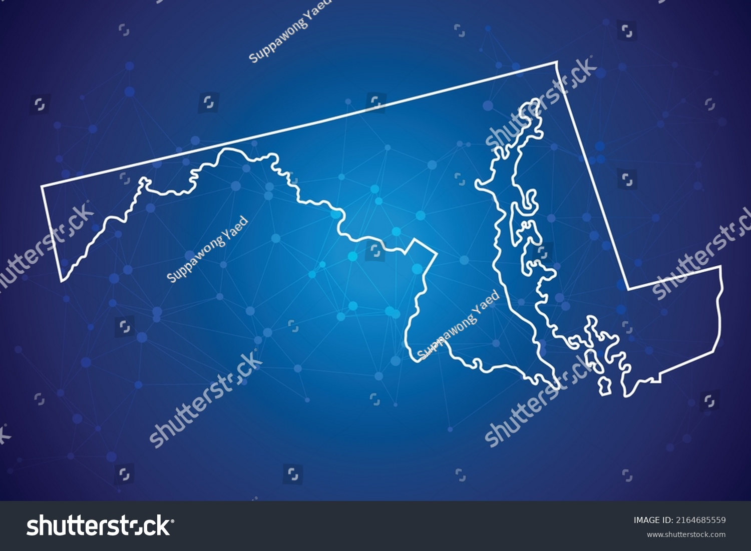 Maryland Map Technology Network Connection Background Stock Vector ...