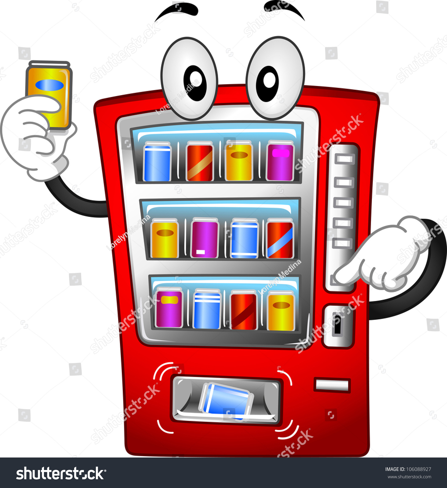 Mascot Illustration Featuring Vending Machine: เวกเตอร์สต็อก (ปลอดค่า ...