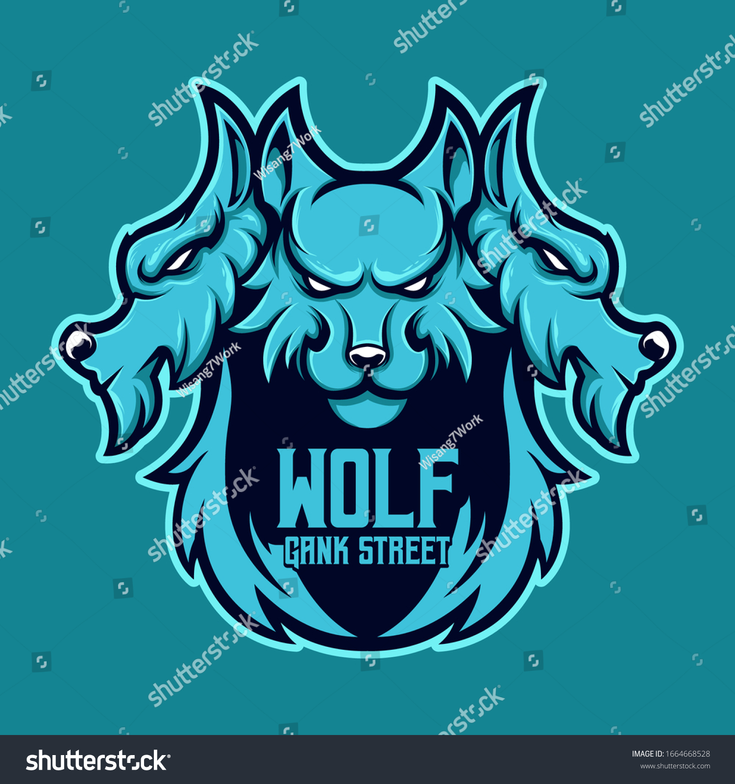 Mascot Logo Three Wolf Head: เวกเตอร์สต็อก (ปลอดค่าลิขสิทธิ์) 1664668528