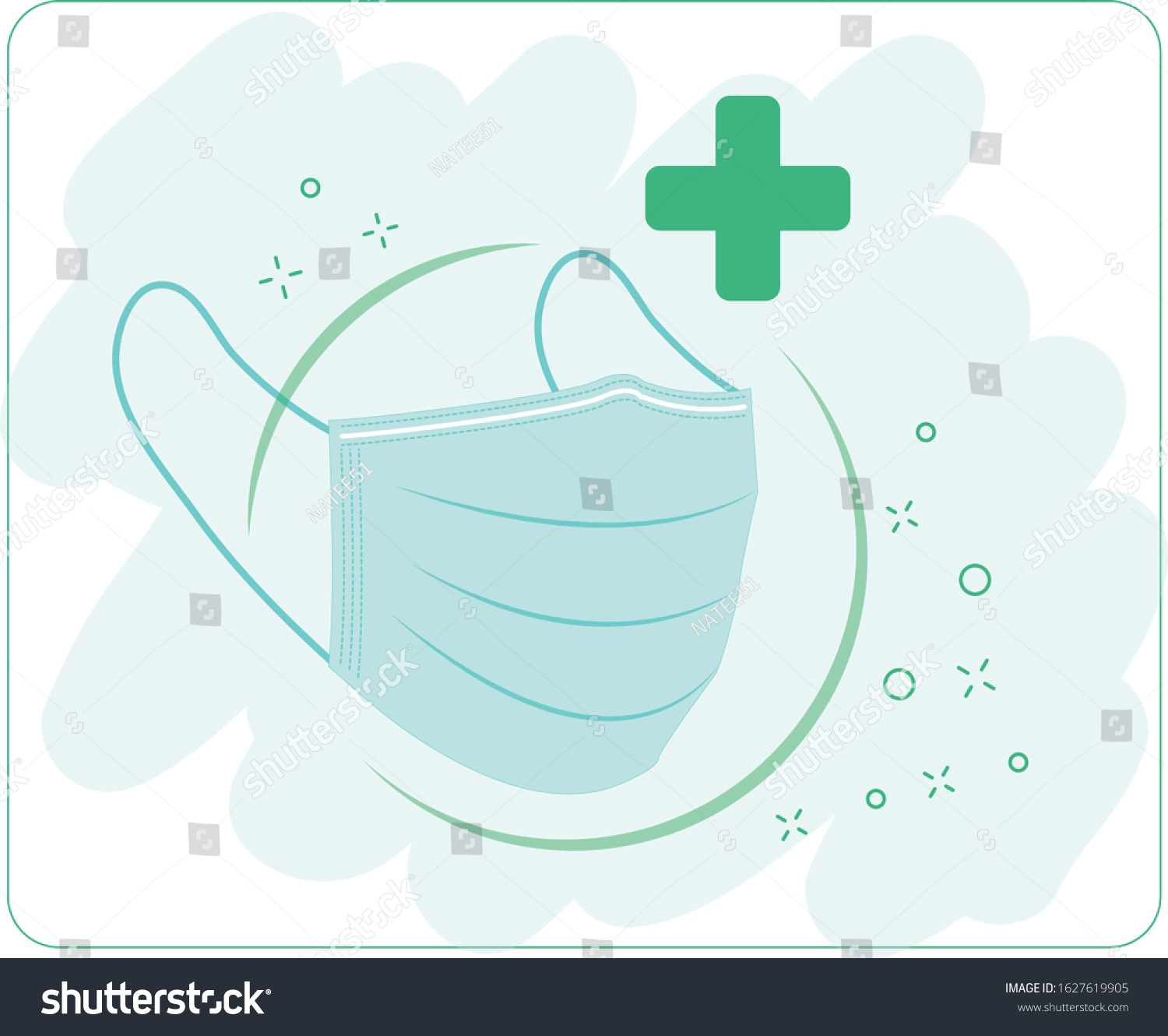 Mask Protect Bacteria Light Blue Vector Stock Vector (Royalty Free ...