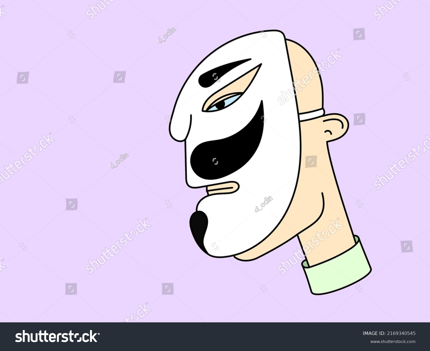 Masked Man Vector Flat Outline Illustration Stock Vector (Royalty Free ...