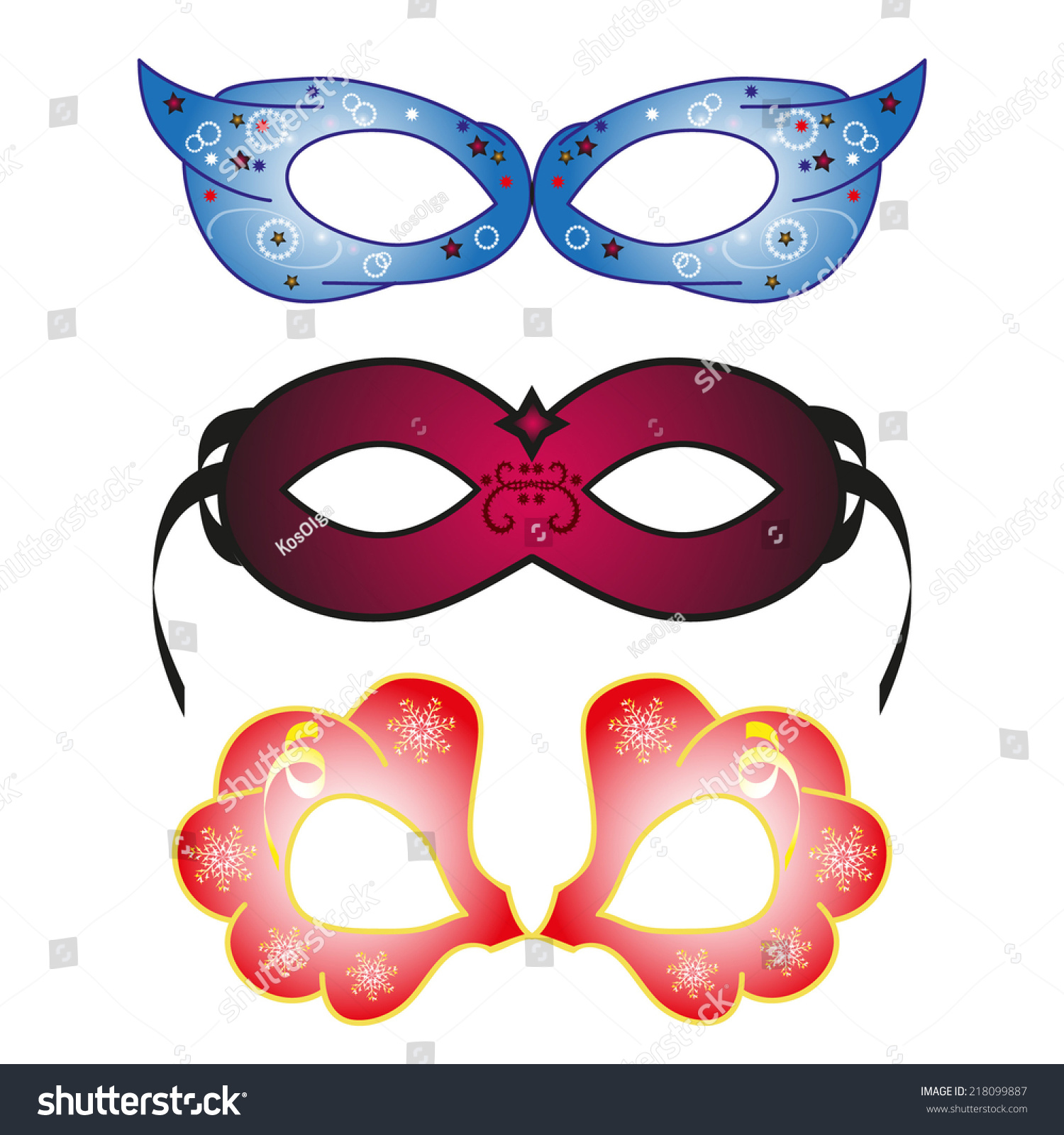 Vektor Stok Masquerade Party Masks (Tanpa Royalti) 218099887 | Shutterstock