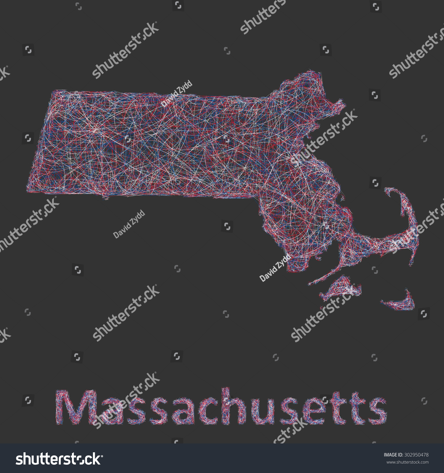 Massachusetts Line Art Map Stock Vector (Royalty Free) 302950478 ...