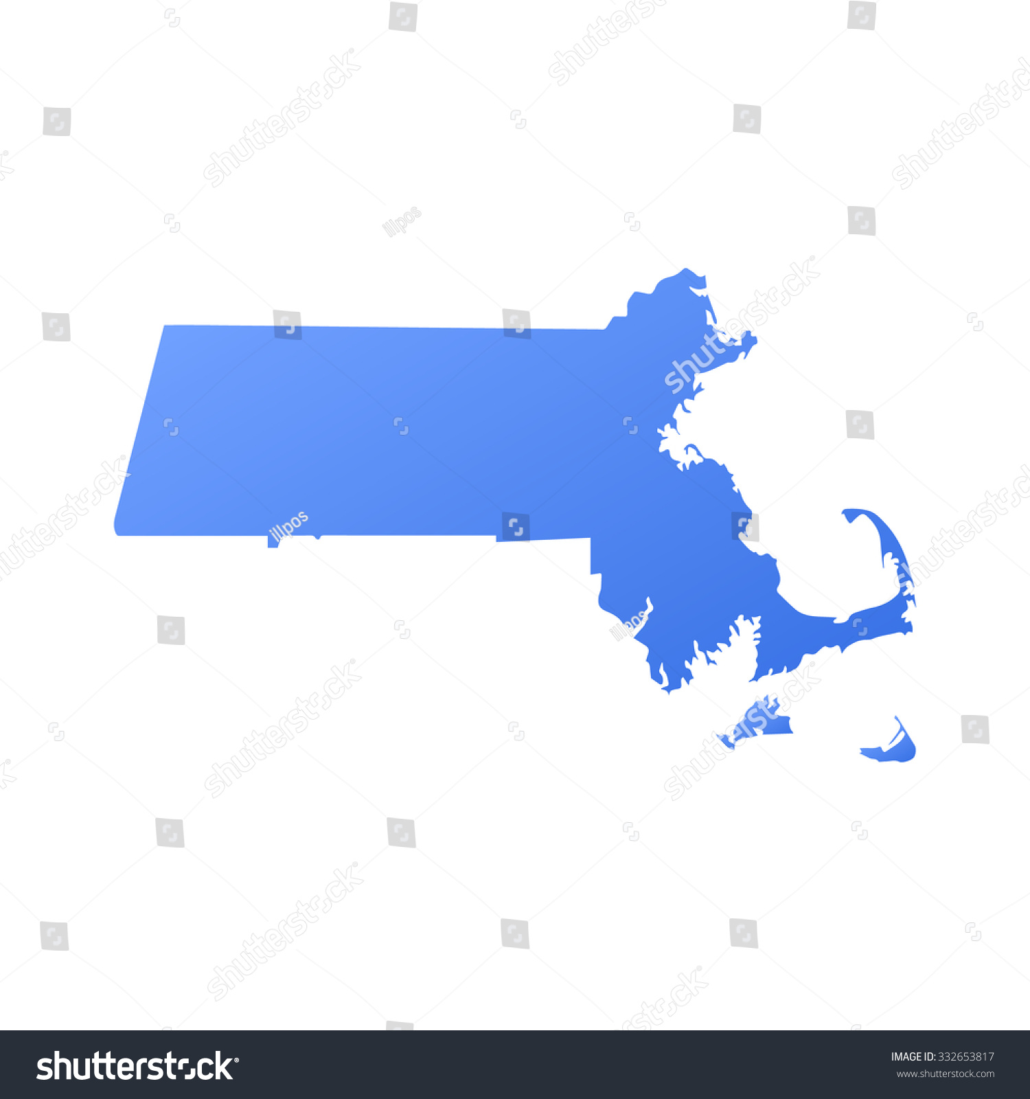 Massachusetts State Bordermap Stock Vector (Royalty Free) 332653817