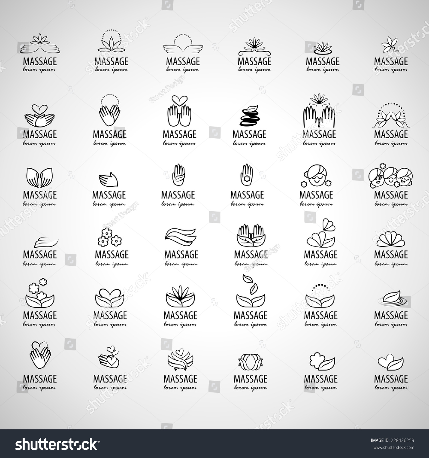 Massage Icons Set Isolated On Gray Stock Vector Royalty Free 228426259