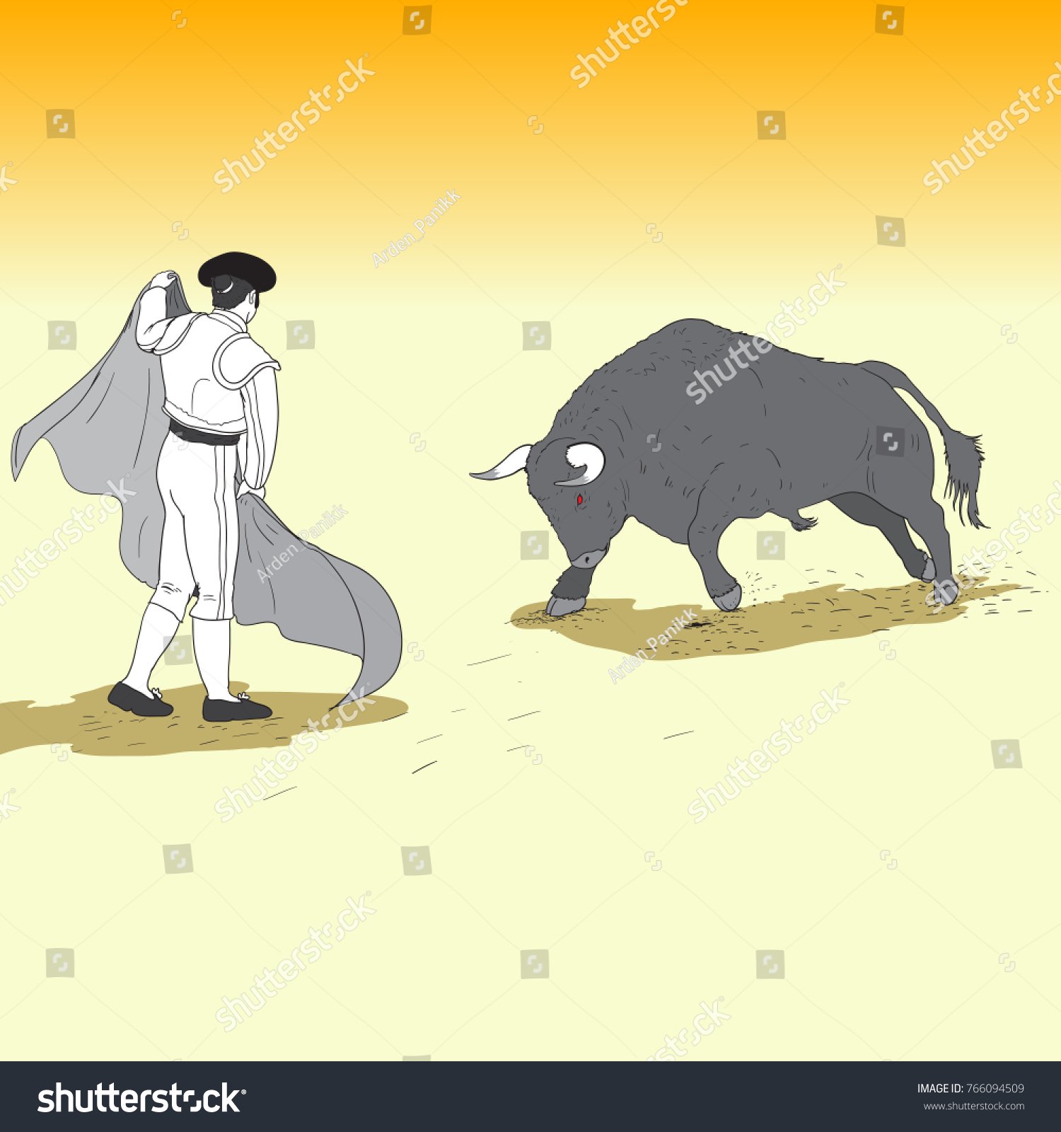 Matador Cartoon Vector Drawn: vector de stock (libre de regalías ...